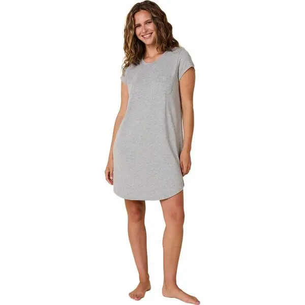 THE CAT'S PAJAMAS Pima Knit Short-sleeved Sleep Shirt - Classic Heather Grey