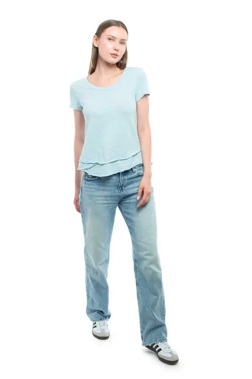 WILT CLOTHING Short Sleeve Mock Layer Tee - Mist