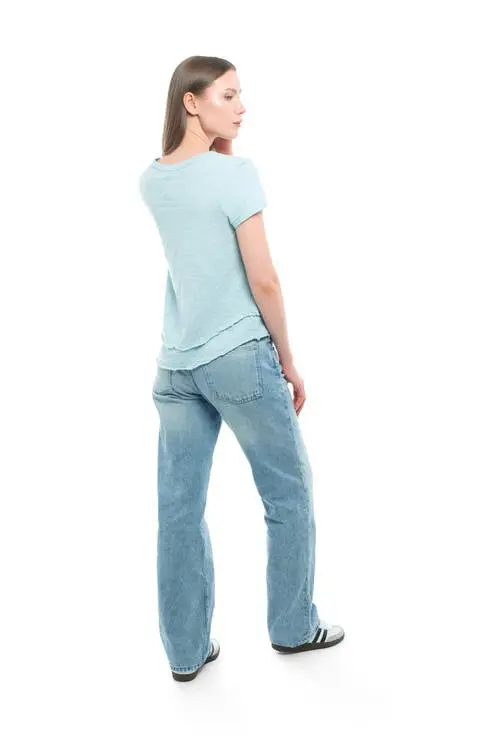WILT CLOTHING Short Sleeve Mock Layer Tee - Mist