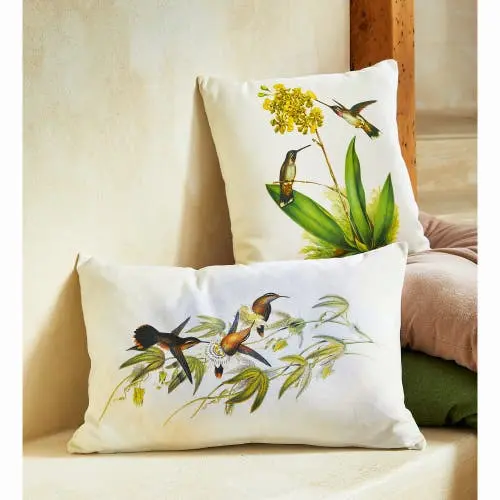 TAG Hummingbird Lumbar Cotton Accent Decorative Throw Pillow