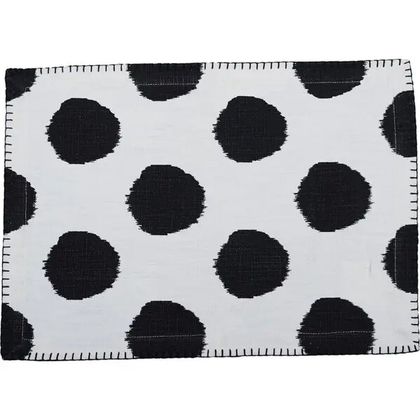 CAROL & FRANK Dot Onyx Polka Dot Placemat, Set Of 4 - Black