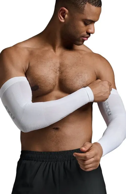 2xu Flex Compression Arm Sleeves - White/grey