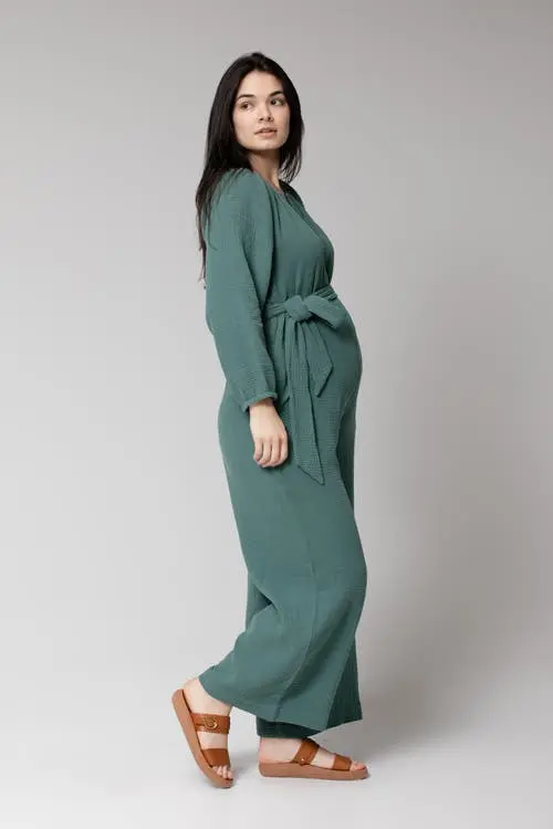 NOM MATERNITY Alma Nursing Jumpsuit - Eucalyptus