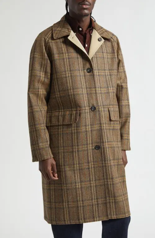 DRAKE'S Reversible Single-breasted Mac Jacket - Beige Check