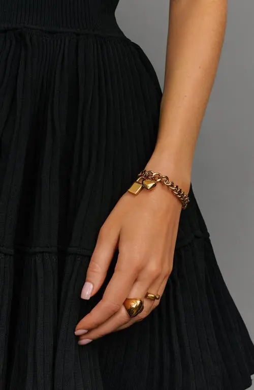 NIALAYA JEWELRY Cuban Charm Bracelet - Gold