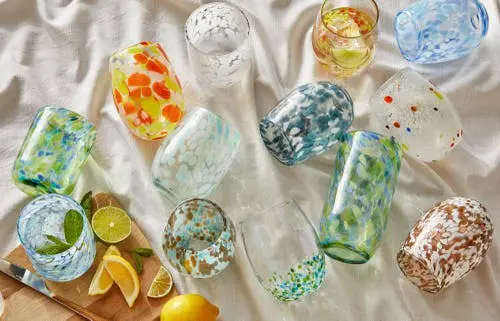 TAG Cobalt And White Confetti Stemless Drinkware Set