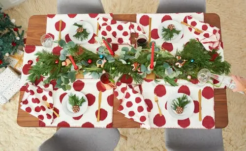 CAROL & FRANK Ruby Dot 100% Cotton Printed Set Of 4 Placemats 14" X 20