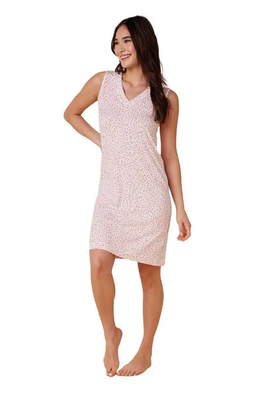 THE CAT'S PAJAMAS Pima Knit Nightgown - Confetti Dot Raspberry