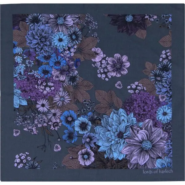 LORDS OF HARLECH Hudson Merino Wool Handkerchief Pocket Square - Marco Floral Char