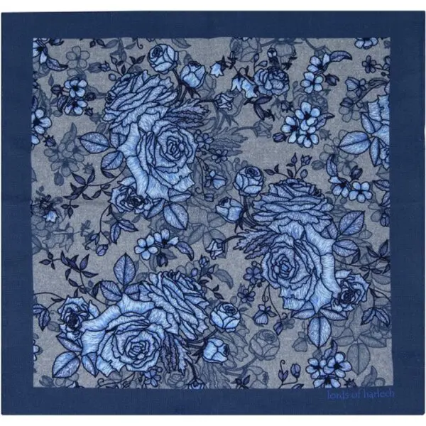 LORDS OF HARLECH Hudson Merino Wool Handkerchief Pocket Square - Roma Floral Flannel