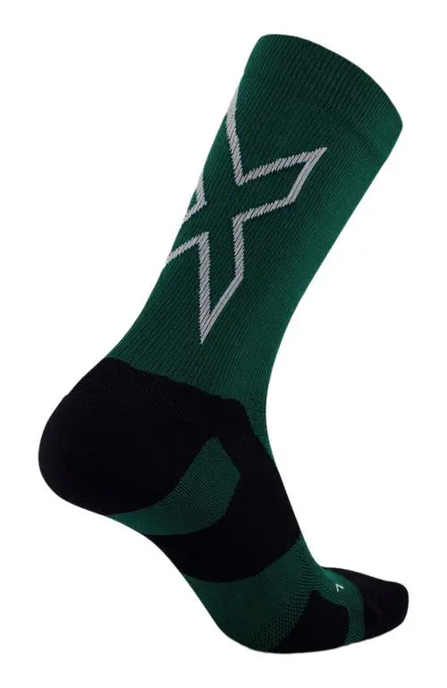 2xu Vectr Light Cushion Crew Socks - Dark Moss/white