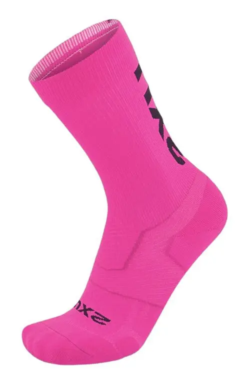 2xu Vectr Light Cushion Crew Socks - Fuchsia/black