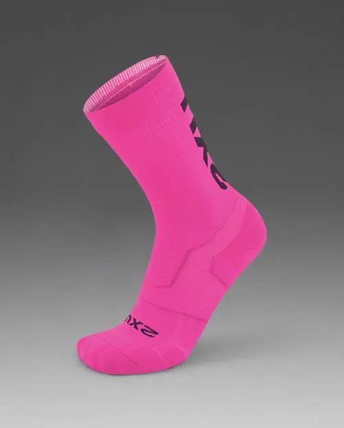 2xu Vectr Light Cushion Crew Socks - Fuchsia/black