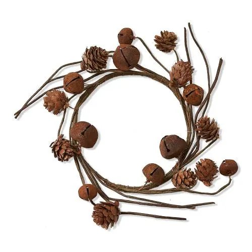 TAG Pinecone And Bell Wreath Fall Harvest Home Decoration - Brown