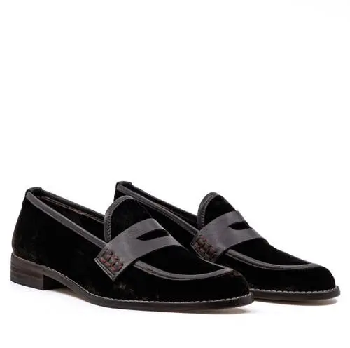 ANDREA GOMEZ Camila Velvet Loafer - Chocolate