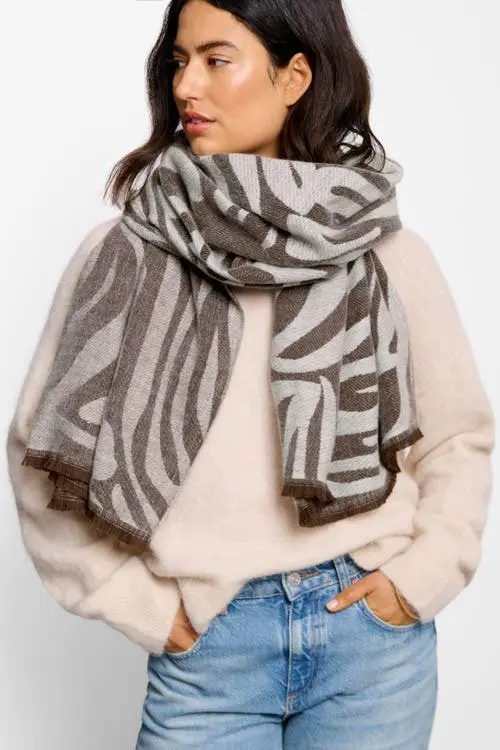 KATIE LOXTON Zebra Printed Blanket Scarf - Brown