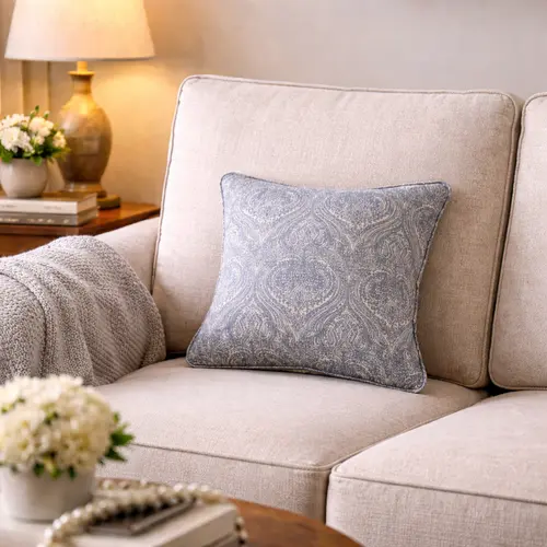 Carol & Frank Desiree Damask Geometric 100% Cotton Accent Throw Pillow 18" X 18"