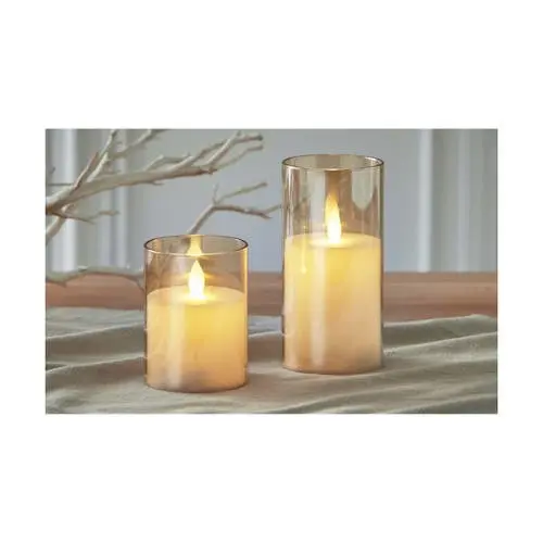TAG Estella Led Glass Hurricane Amber Flameless Candle Holder