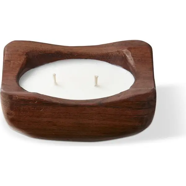TAG Flora Scented Soy Paraffin Wax Candle In Wood Base - Brown