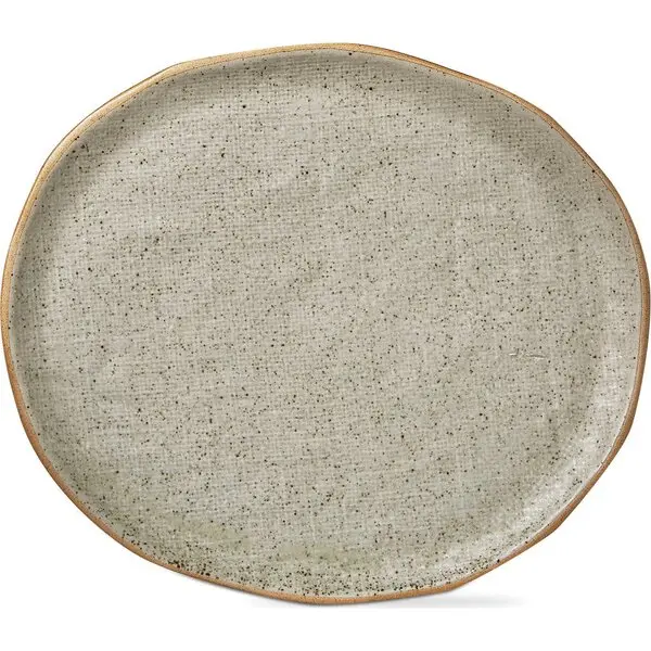 TAG Speckle Texture Glaze Serving Platter Taupe Porcelain