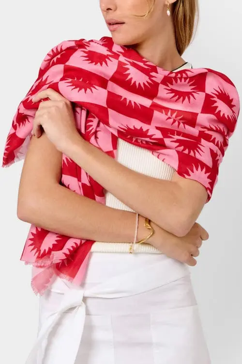 KATIE LOXTON Printed Scarf Le Soleil Print - Pink
