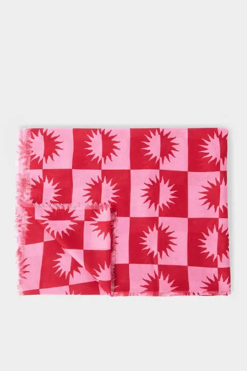 KATIE LOXTON Printed Scarf Le Soleil Print - Pink