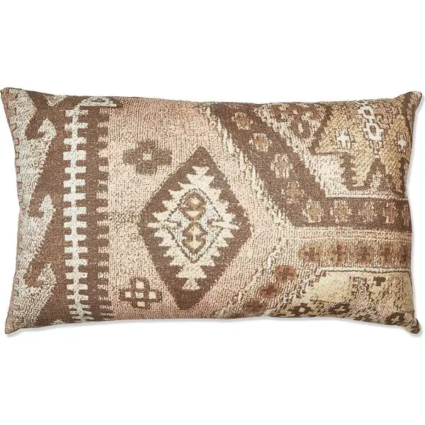 TAG Multicolor Lumbar Kilim Throw Pillow Cotton Decorative - Brown