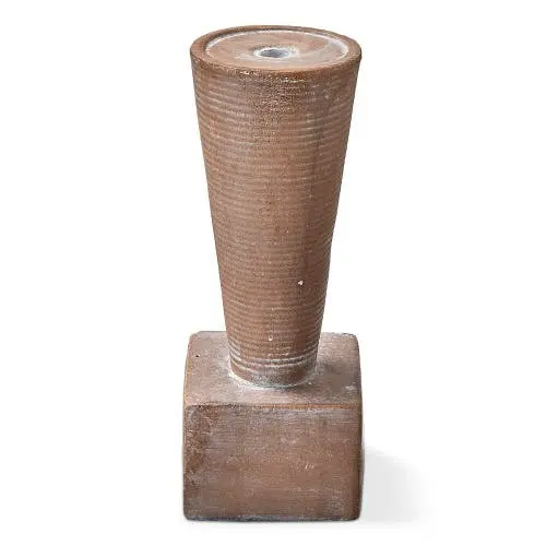 TAG Ahmar Large Terracotta Pillar Candle Holder Decor - Brown