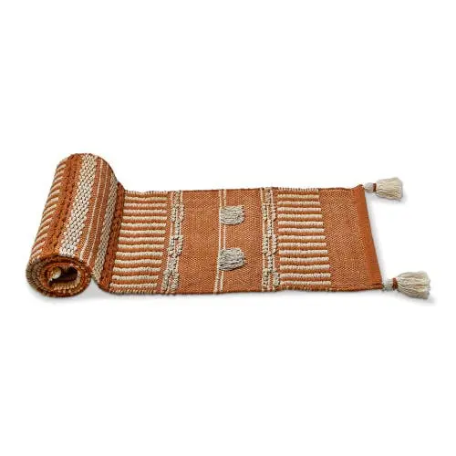 TAG Bianca Tufted Tassel Beige Cotton Table Runner For Spring