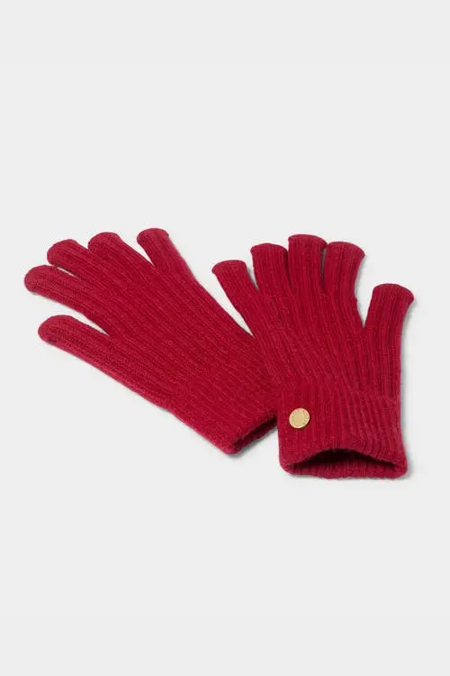 KATIE LOXTON Knitted Gloves With Gold-tone Disc Detail