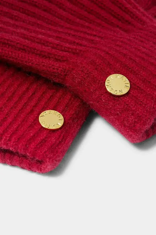 KATIE LOXTON Knitted Gloves With Gold-tone Disc Detail