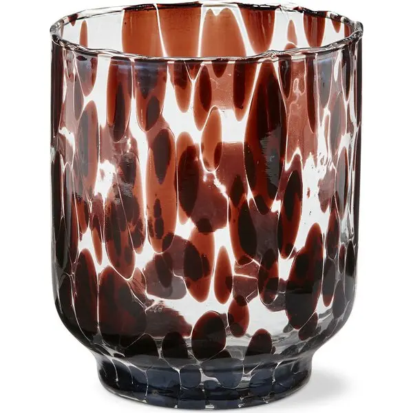 TAG Tortoise Print Clear Glass Tealight Candle Holder - Brown