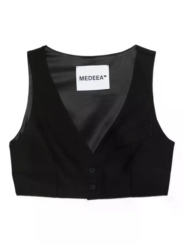 MEDEEA Button Pocket Cropped Vest