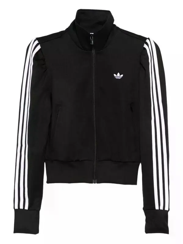Adidas Striped-sleeve Zip-up Sweatshirt - Black