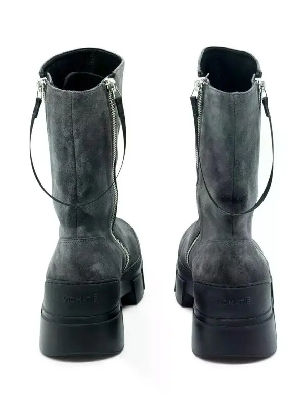 VIC MATIE Roccia Zip-up Leather Ankle Boots - Grey