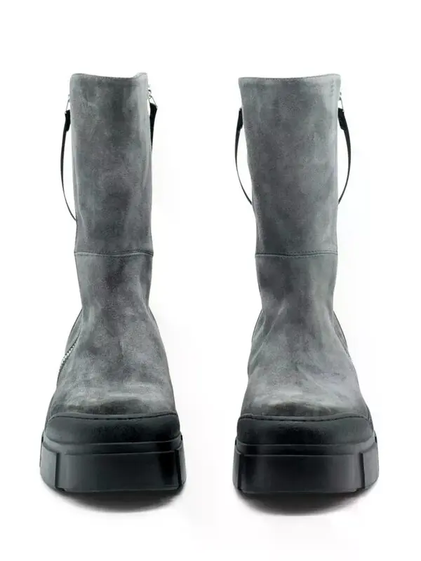 VIC MATIE Roccia Zip-up Leather Ankle Boots - Grey
