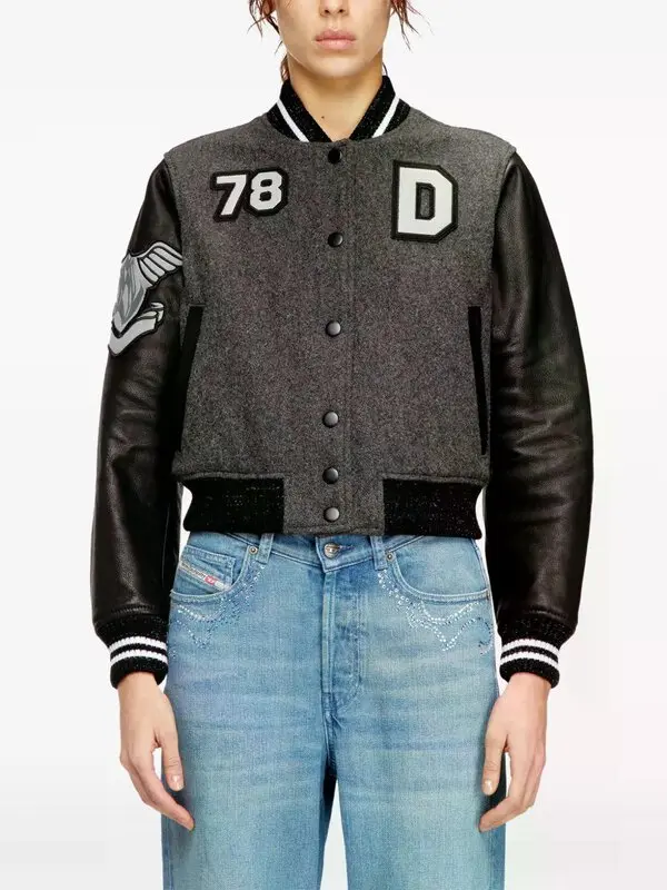 DIESEL® Bomber Jacket With Patches - Grey