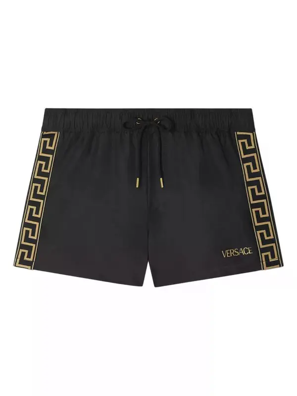 Versace Greca Drawstring Swim Shorts - Black