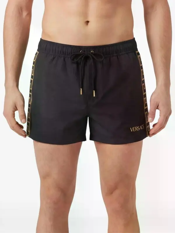 Versace Greca Drawstring Swim Shorts - Black