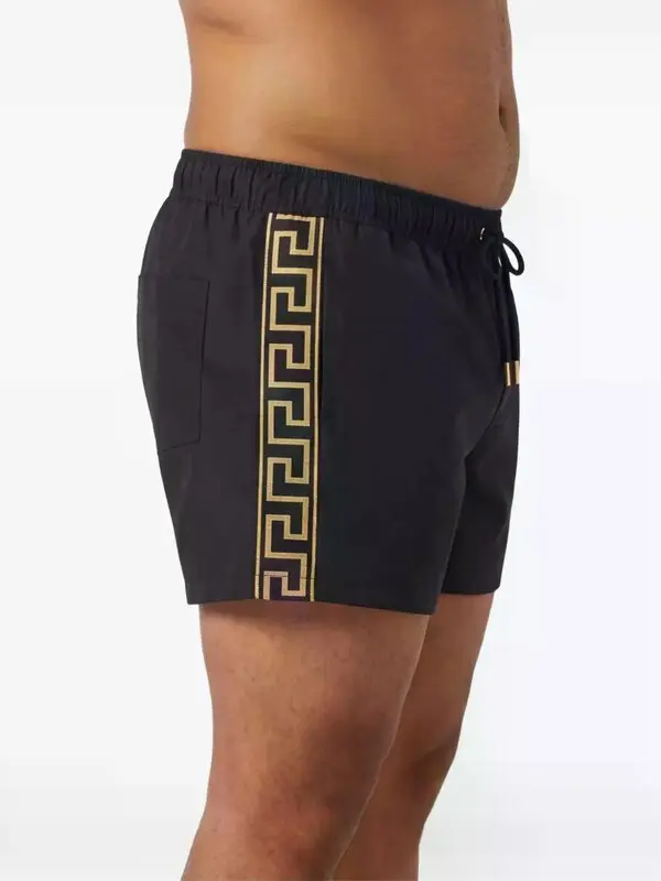 Versace Greca Drawstring Swim Shorts - Black