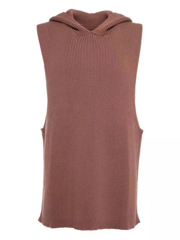 Rick Owens Ribbed Tank Hoodie - Brown