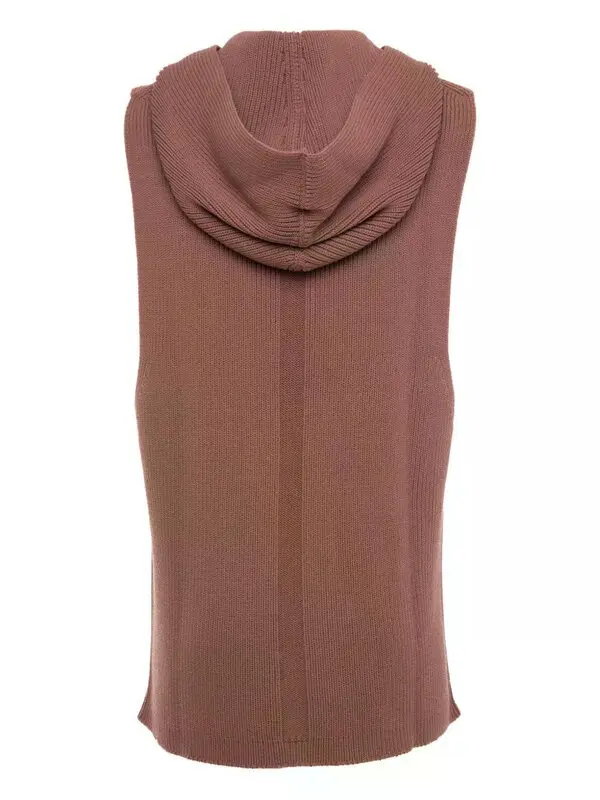 Rick Owens Ribbed Tank Hoodie - Brown