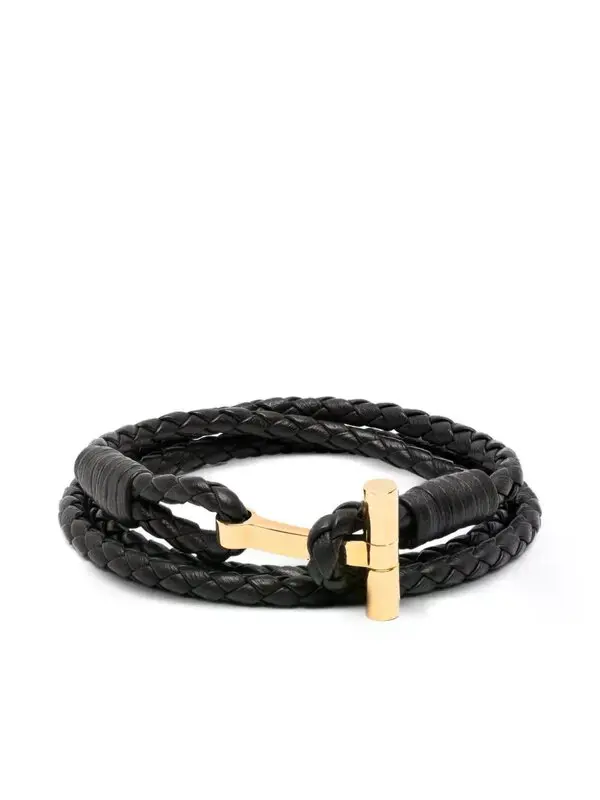 TOM FORD Braided Leather Bracelet - Brown
