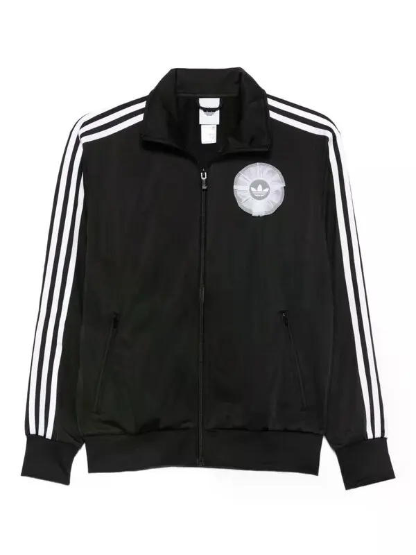 Adidas Zip-up Stripe-detail Sweatshirt - Black