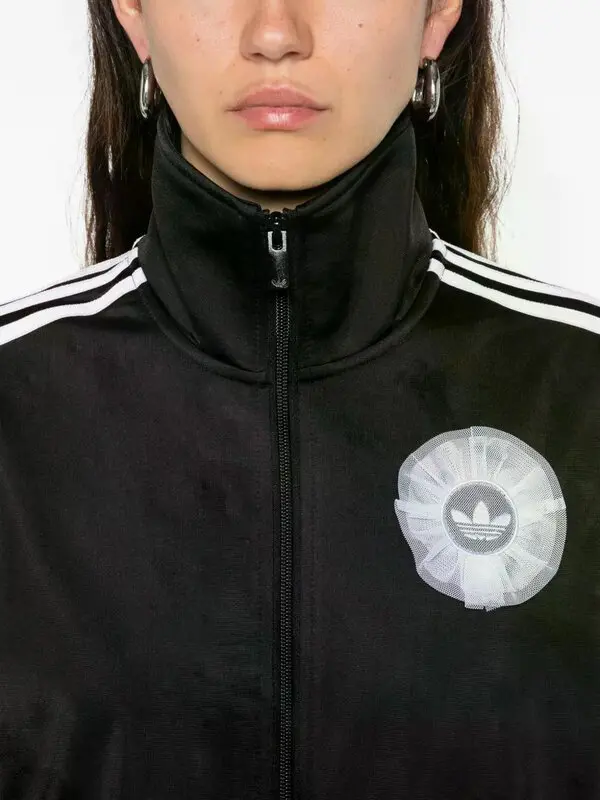 Adidas Zip-up Stripe-detail Sweatshirt - Black