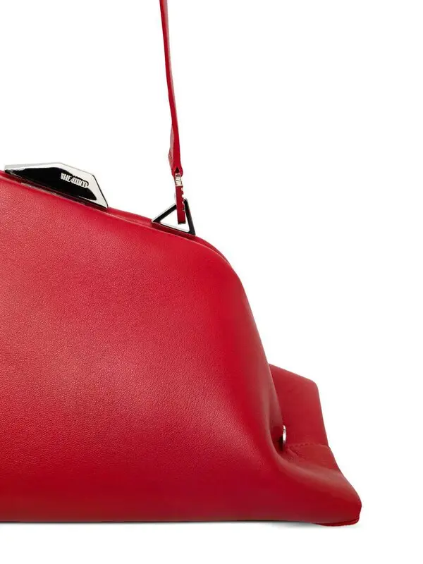 Attico Triangular Shoulder Bag With Silver-tone Hardware - Red