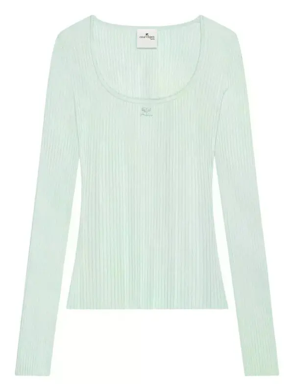 COURREGES Ribbed Long Sleeve Top - Green