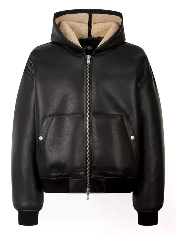STUDIO TOMBOY Hooded Faux Leather Jacket