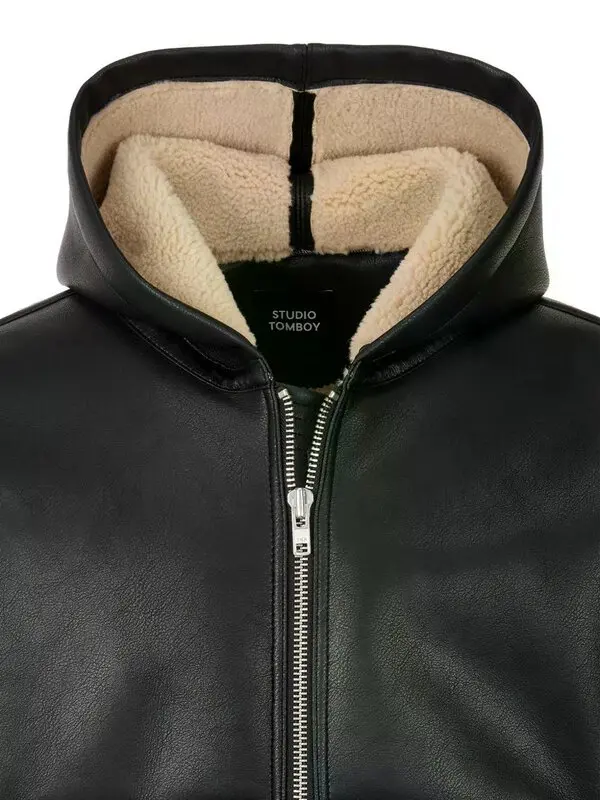 STUDIO TOMBOY Hooded Faux Leather Jacket