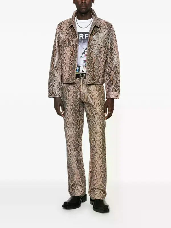 MIDNIGHT RODEO 1968 Snakeskin Print Trousers - Brown
